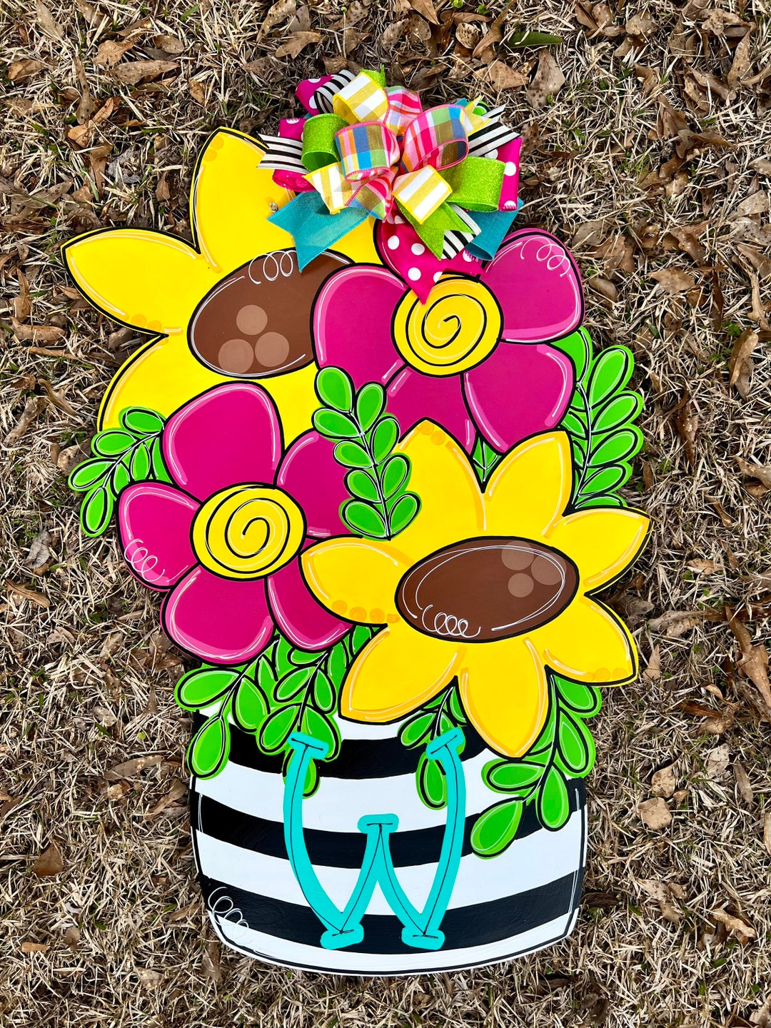 Extra Large Spring Flower Door Hanger: Bright Summer Decor - Etsy