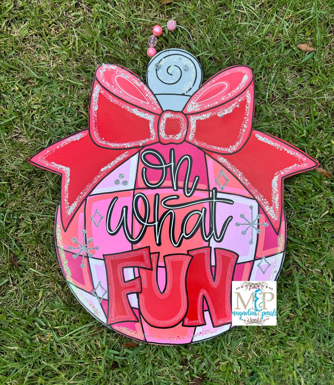 Retro Themed Disco Ball Ornament Door Hanger - Christmas Decor - DIY ...