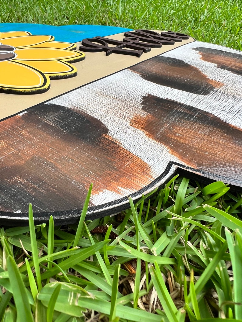 Hello Cow Print Door Hanger - Etsy