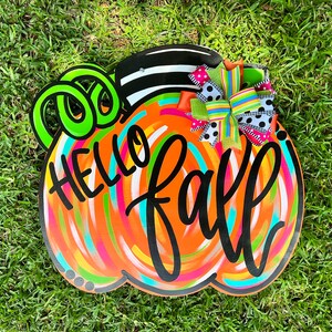 Fall Multi-colored Pumpkin - Fall Door Hanger - Fall Wreath - Pumpkin ...