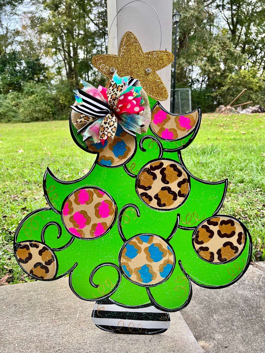 Leopard Decor Christmas Tree Door Hanger - Etsy