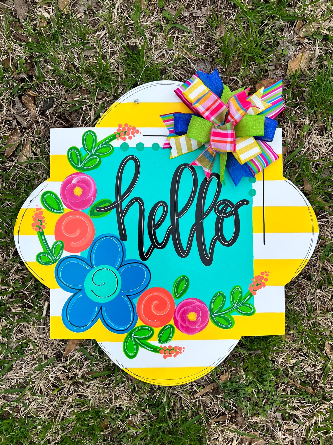 Colorful Spring Summer Door Hanger Welcome Door Hanger - Etsy