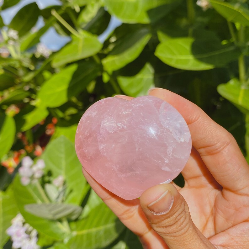 Beautiful Rose Quartz Heart With Star Flash High Quality Rose - Etsy