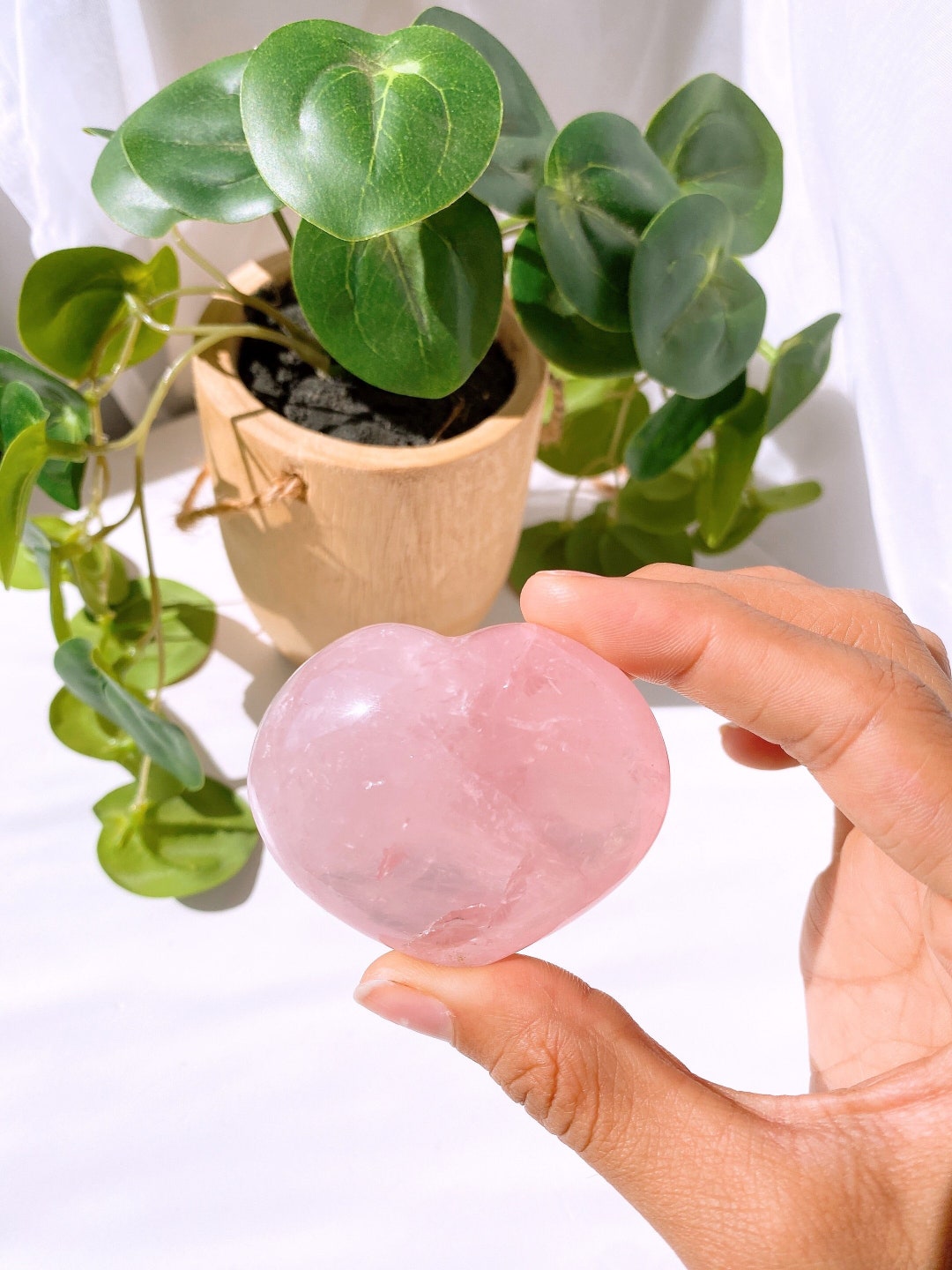 Beautiful Rose Quartz Heart With Star Flash High Quality Rose - Etsy