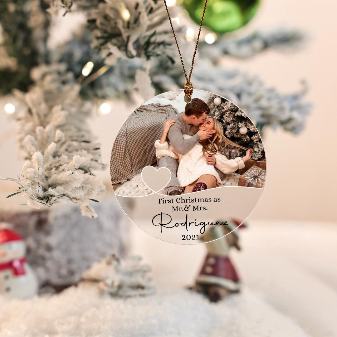 Customized Couple Photo Ornament, First Christmas Couple Ornament ...