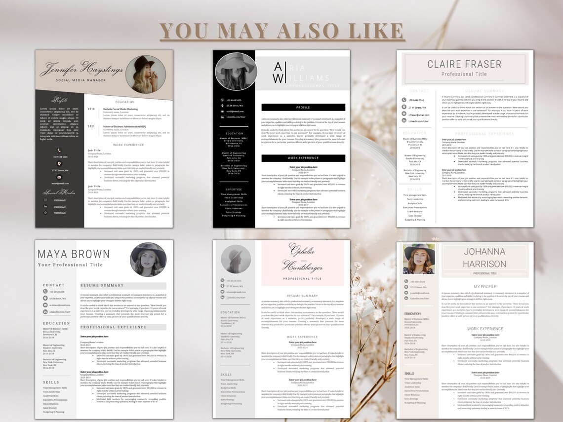 One Page Resume Template I Cv Design With Cover Letter I Cv - Etsy Canada
