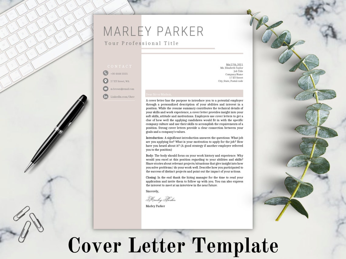 One Page Resume Template I Cv Design With Cover Letter I Cv | Etsy Canada