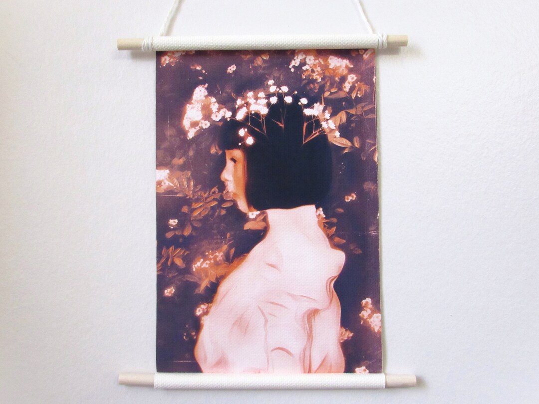 Flower Maiden - Wall Scroll | Coquette Room Decor, Boho Rustic Hanging ...