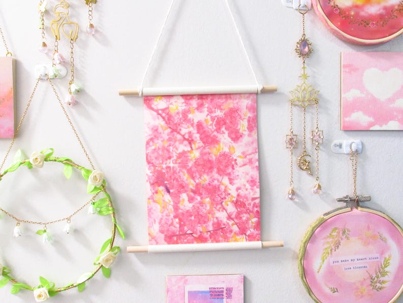 Cute Whimsical Wall Art Scroll | Y2K Style Art, Danish Pastel Hangings ...