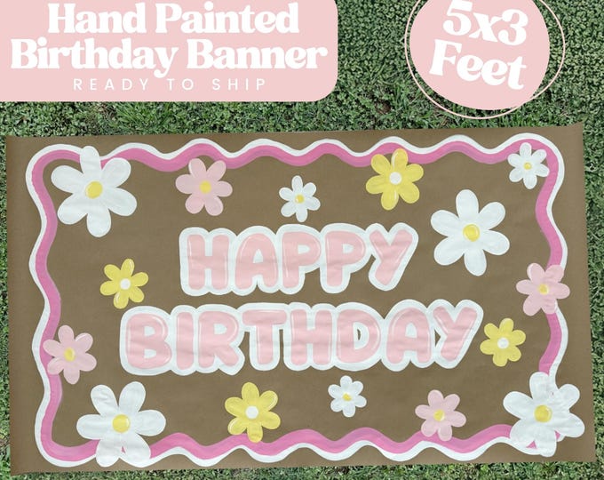Hand Painted Birthday Banner, Hand Painted Banner, Hand Painted Craft ...