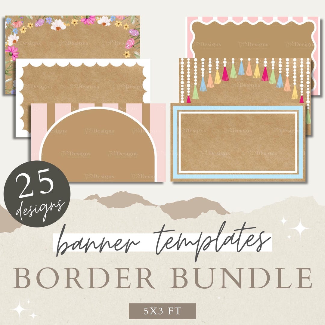 Digital Painted Banner Border Template, Customizable Digital Banner ...