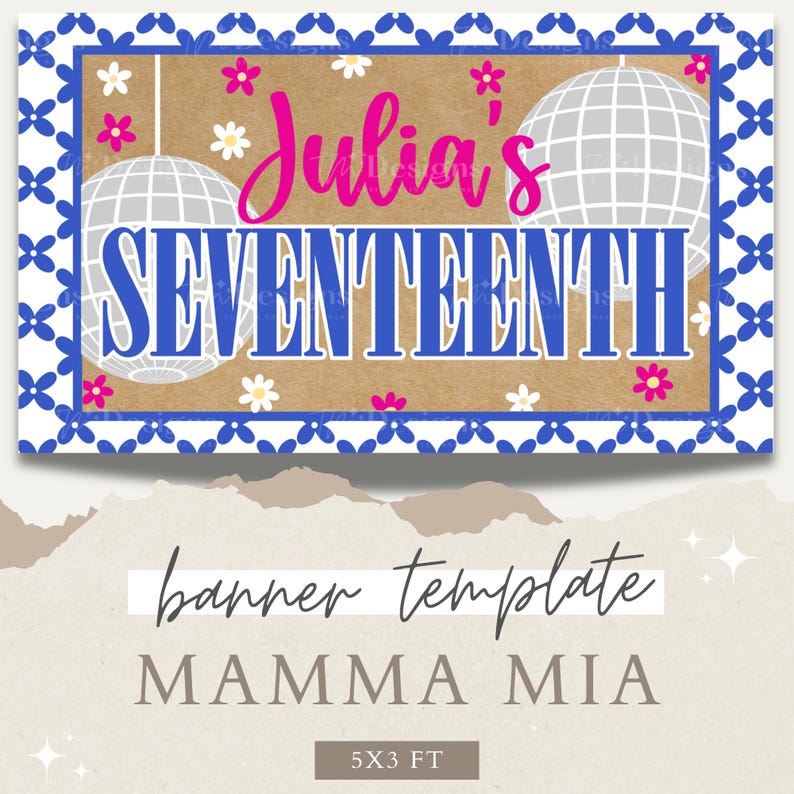 Editable Mamma Mia Painted Banner Template - Editable Canva Design ...