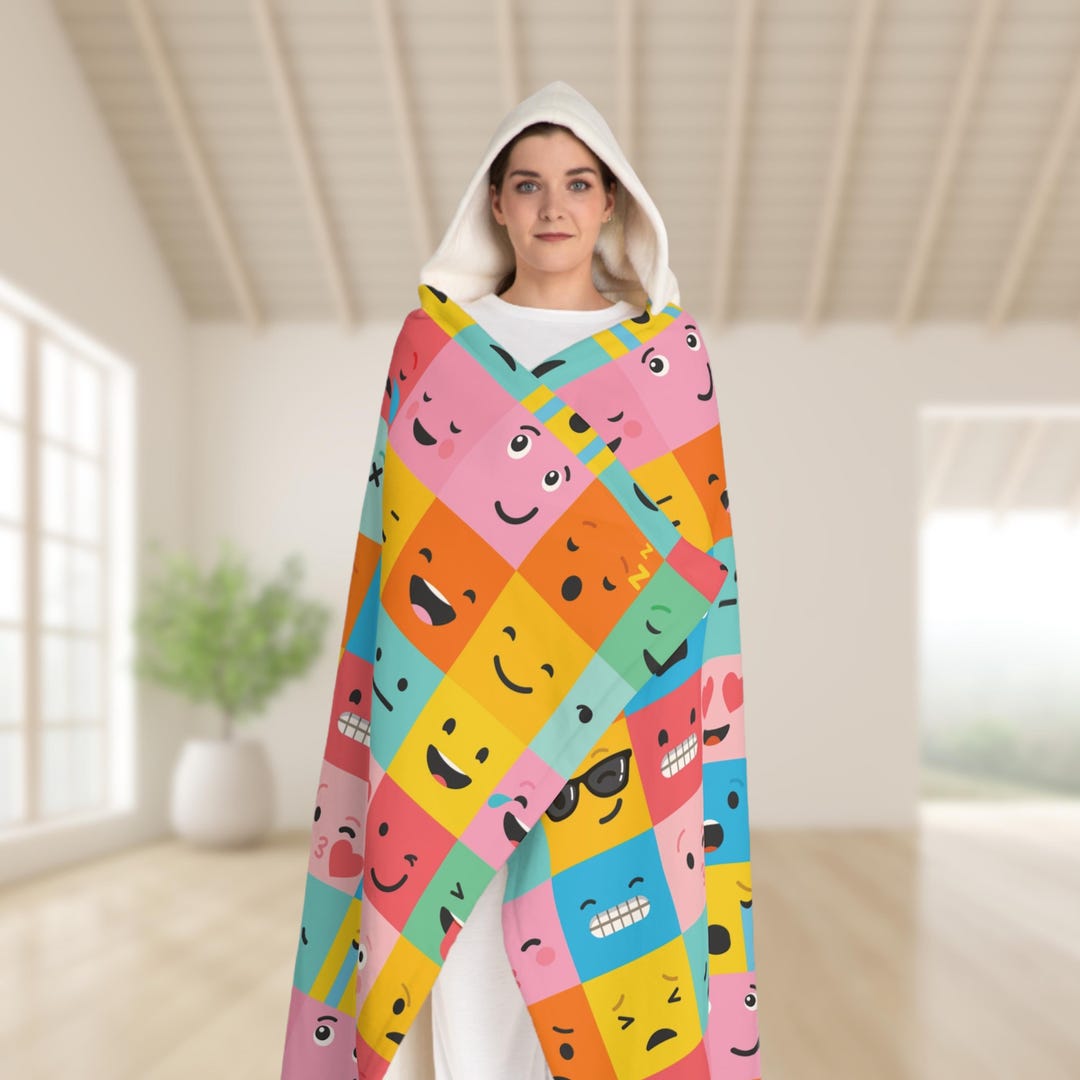 Funny Emoji Reaction Print Pattern Design, Very Soft Wearable Oversized ...
