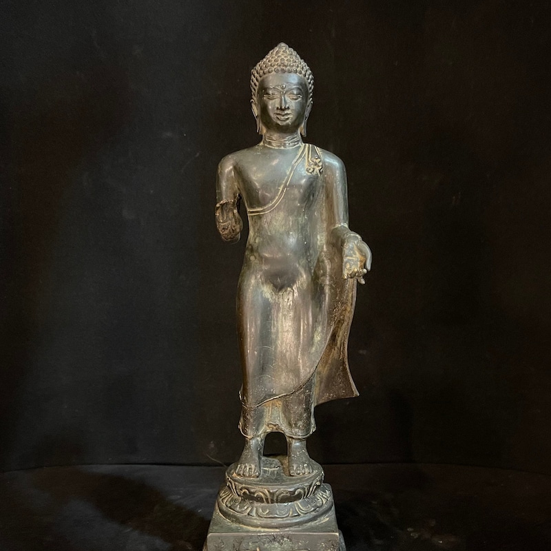 Bronze Standing Buddha Statue - Etsy