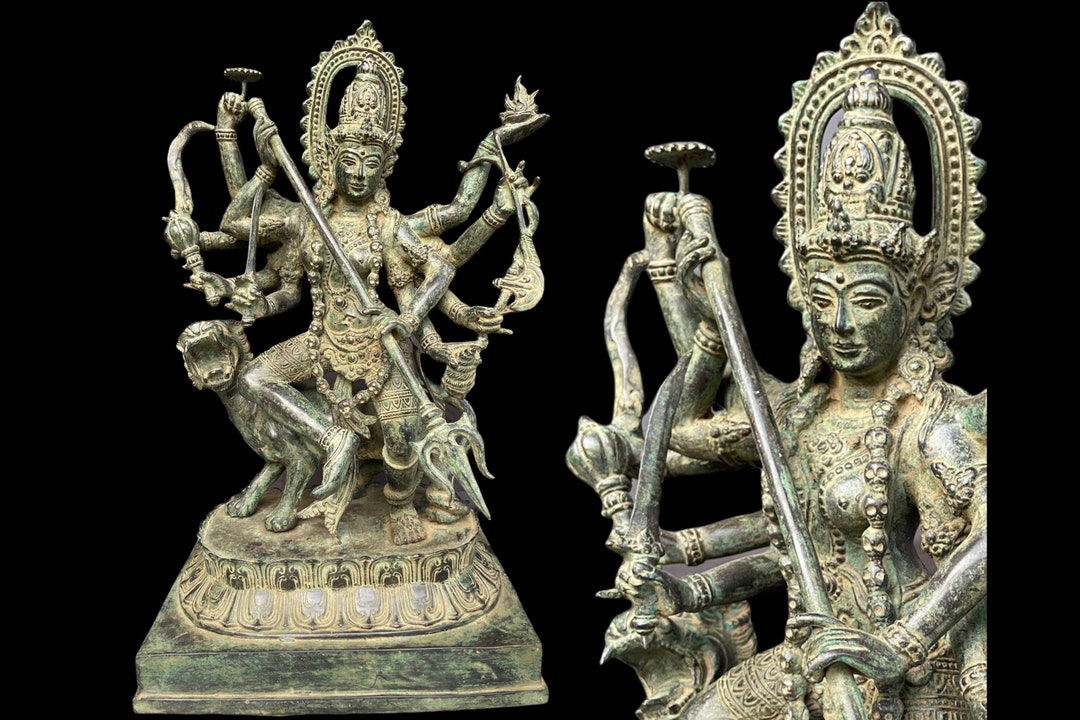 Mahakali Statue, Kali Bronze Statue 45CM, Ten Arms, Kali Dancing, Durga ...