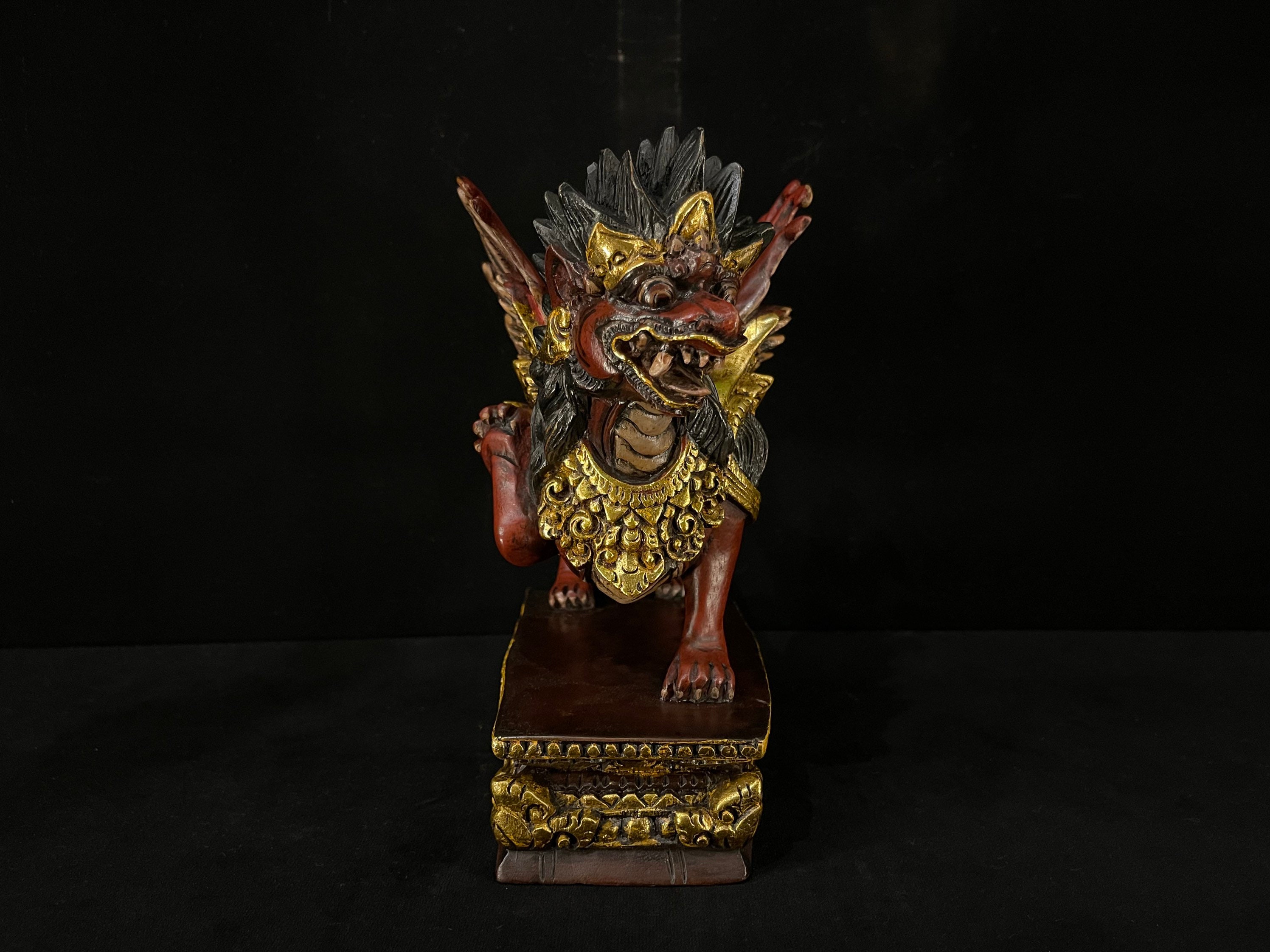 21CM Balinese Singa Barong Winged Lion Sculpture, Hand Carving Hand ...