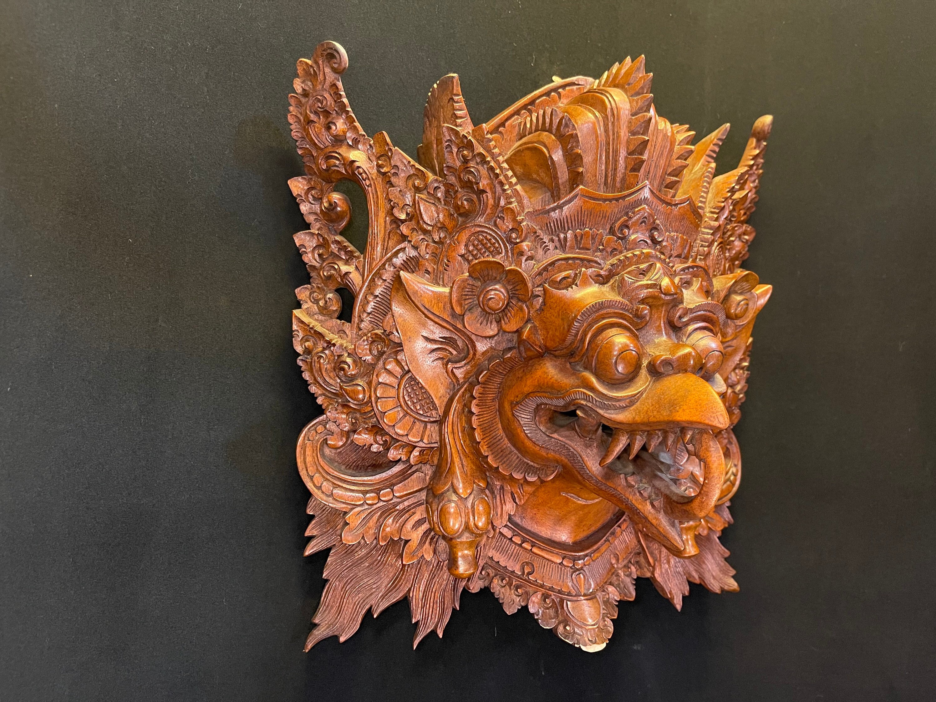 33CM Garuda Wooden Mask | Eagle Figurines | Balinese Paksi Wooden Mask ...