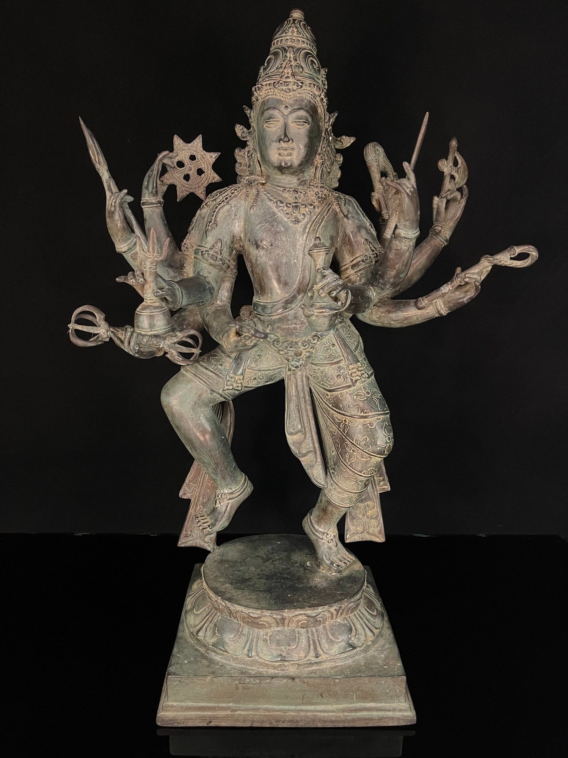 Vintage Bronze Vishnu Dancing Vishnu Sculpture Hindu God - Etsy