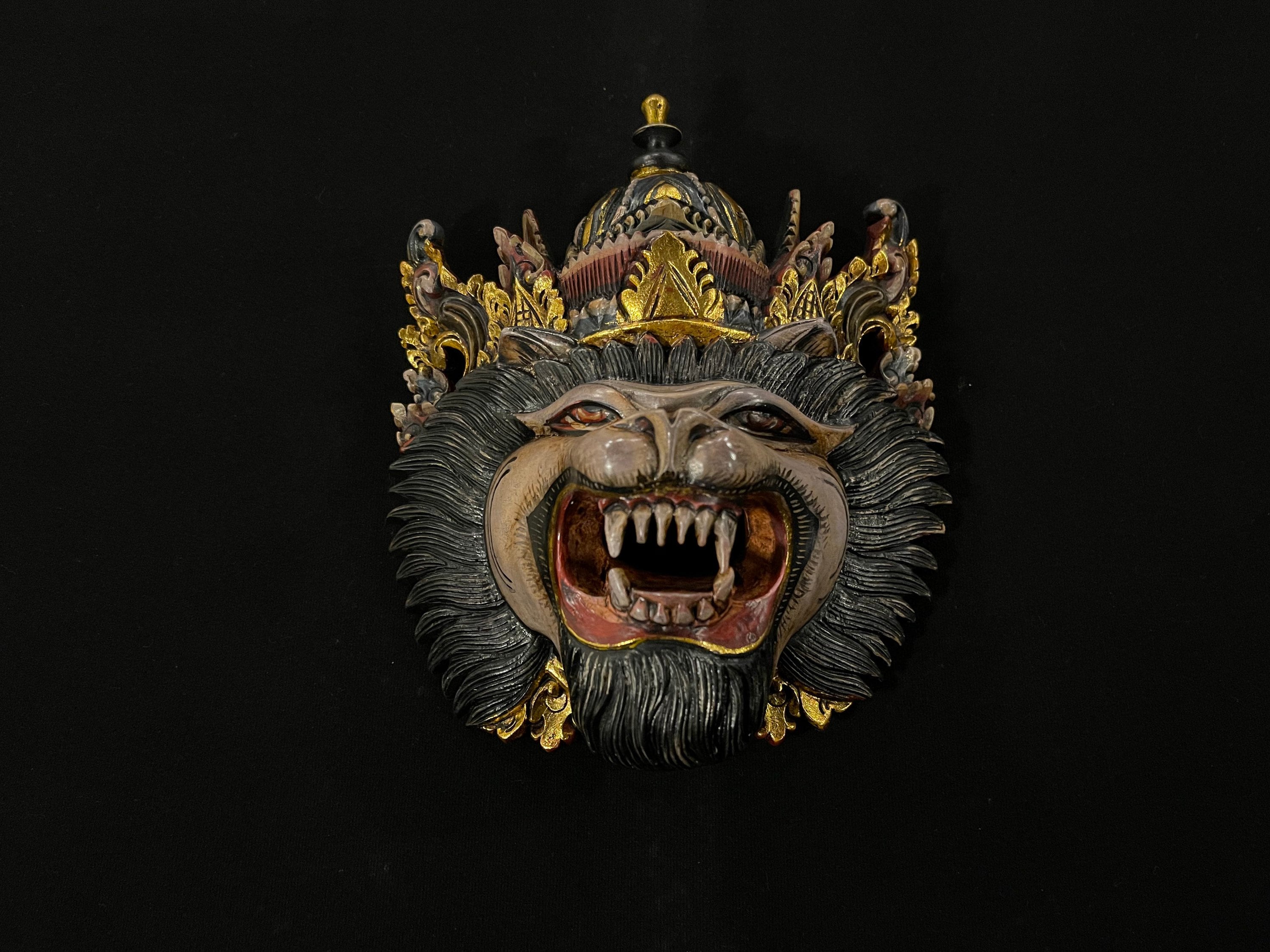 22CM Balinese Barong Macan Wood Mask Tiger Wooden Mask Vintage Mask ...