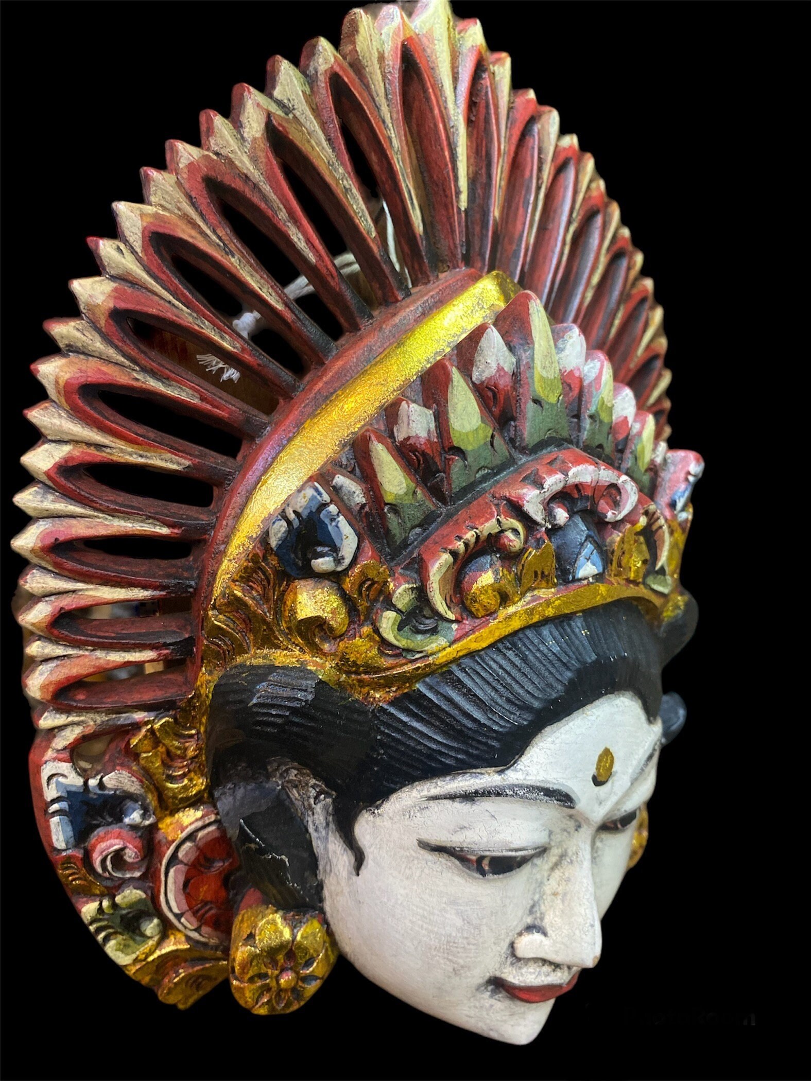 20CM Balinese Women Mask Antique Wall Mask Vintage Mask Hand Painted ...