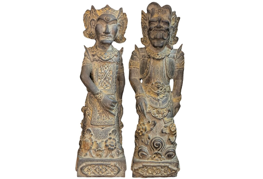 Large Barong Landung Wooden Sculpture, Bali Mythical Barong Couple ...