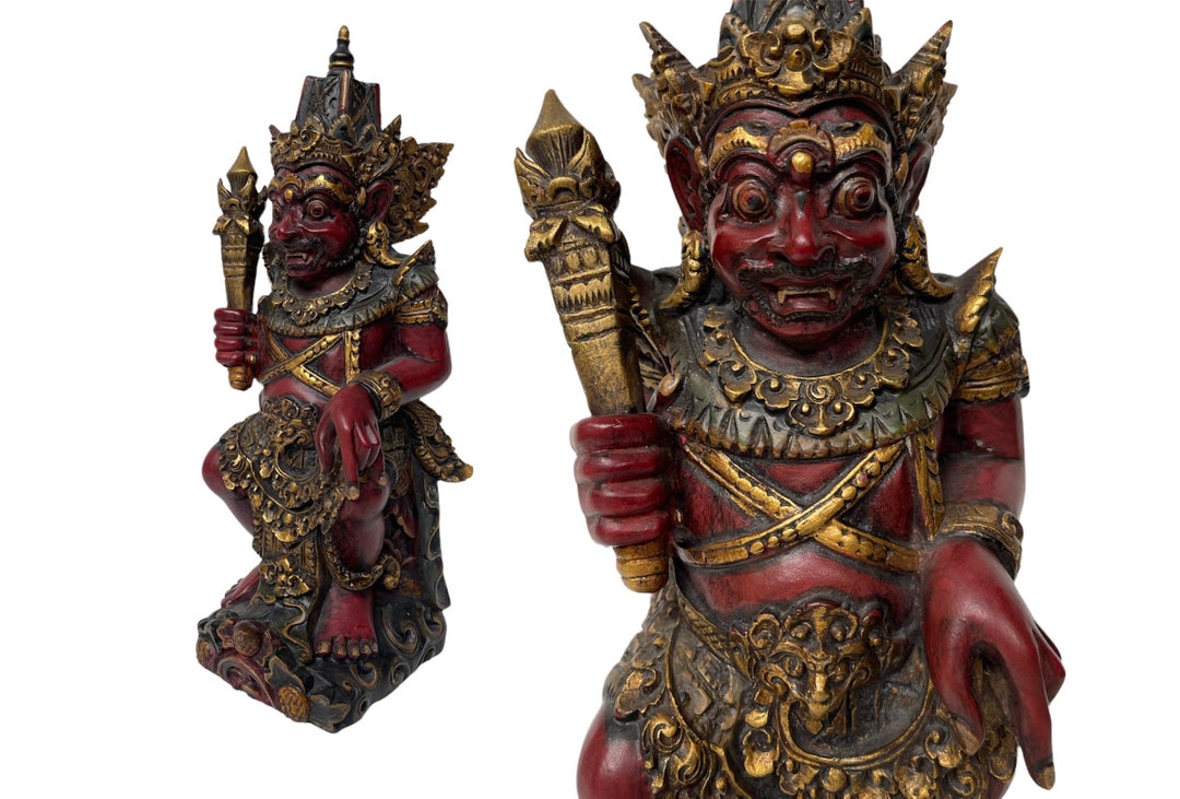 Rahwana Wooden Sculpture, Ravana Ramayana Figurines, Bali Hand Carving ...