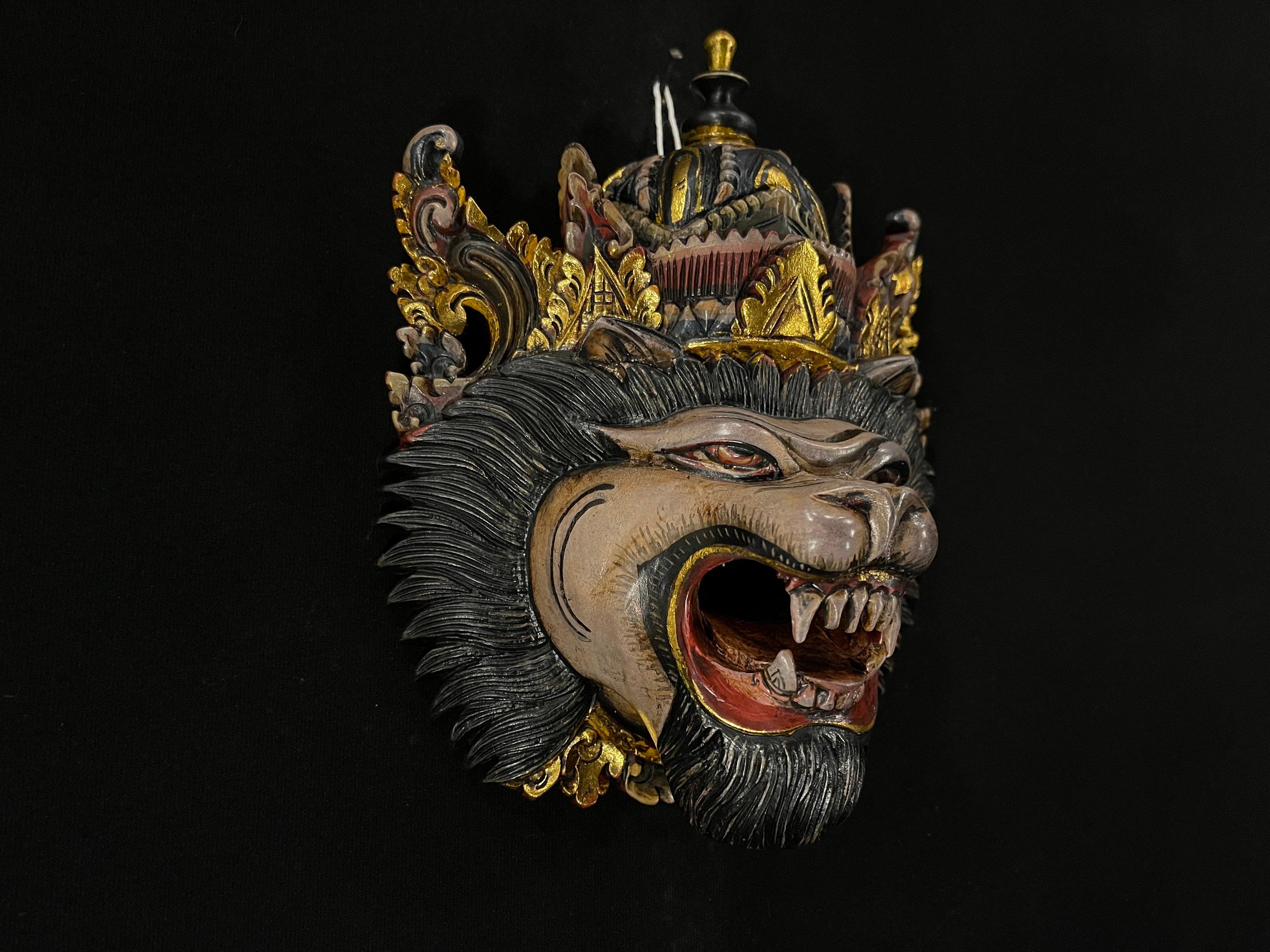 22CM Balinese Barong Macan Wood Mask Tiger Wooden Mask Vintage Mask ...