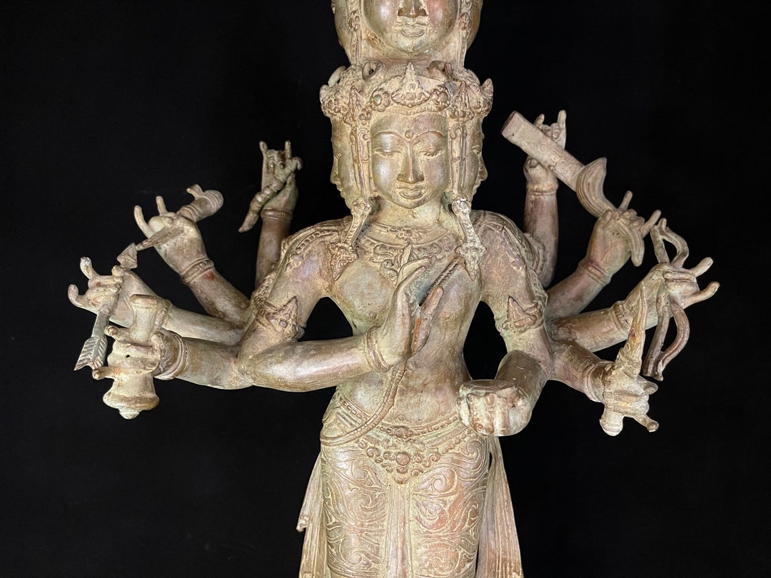 81.2CM Dancing Shiva Nine Face Ten Arms Bronze Sculpture | Lord Shiva ...