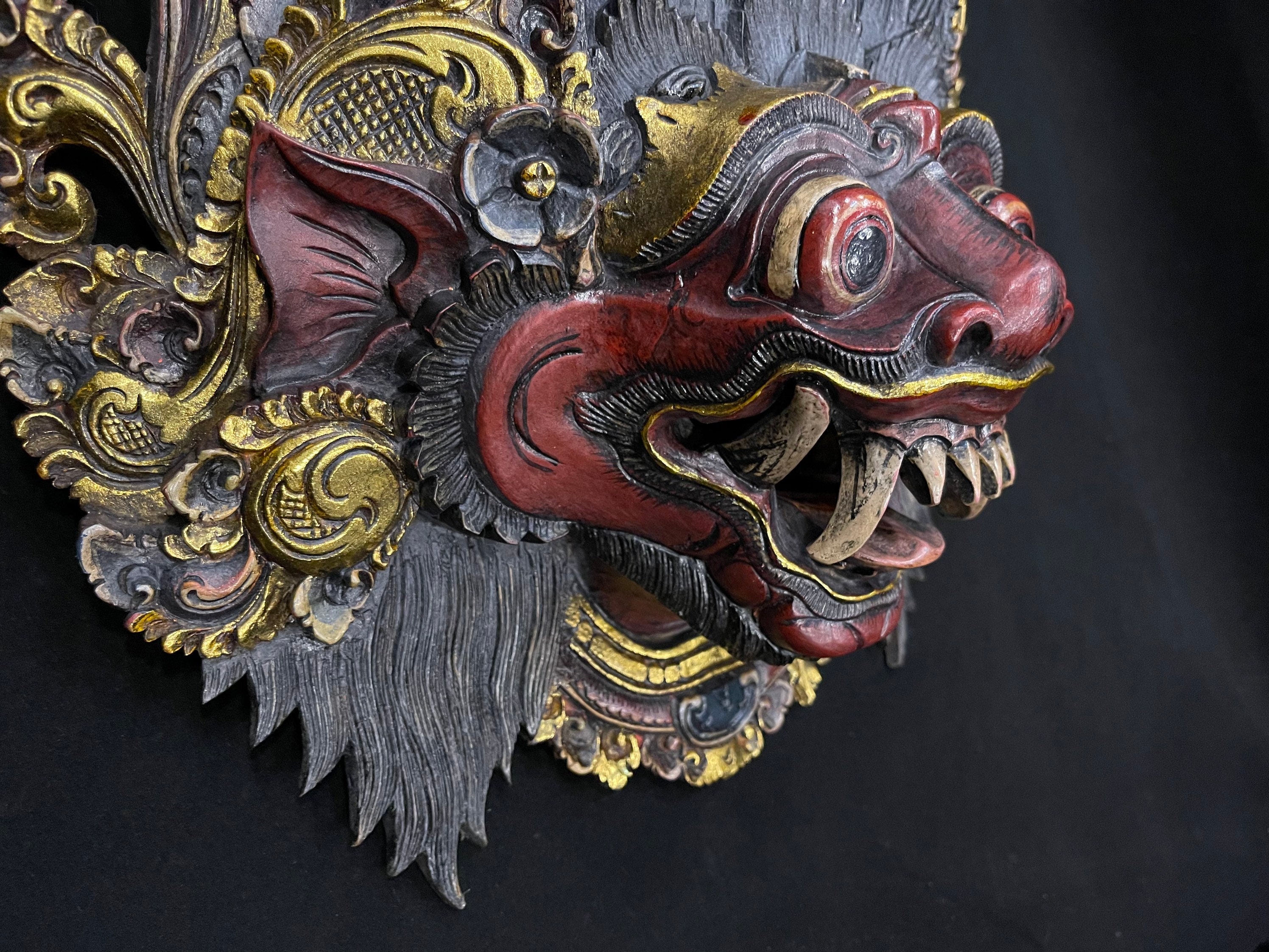 35CM Huge Narasimha Wooden Mask | Narasinga Wood Mask | Barong Mask ...