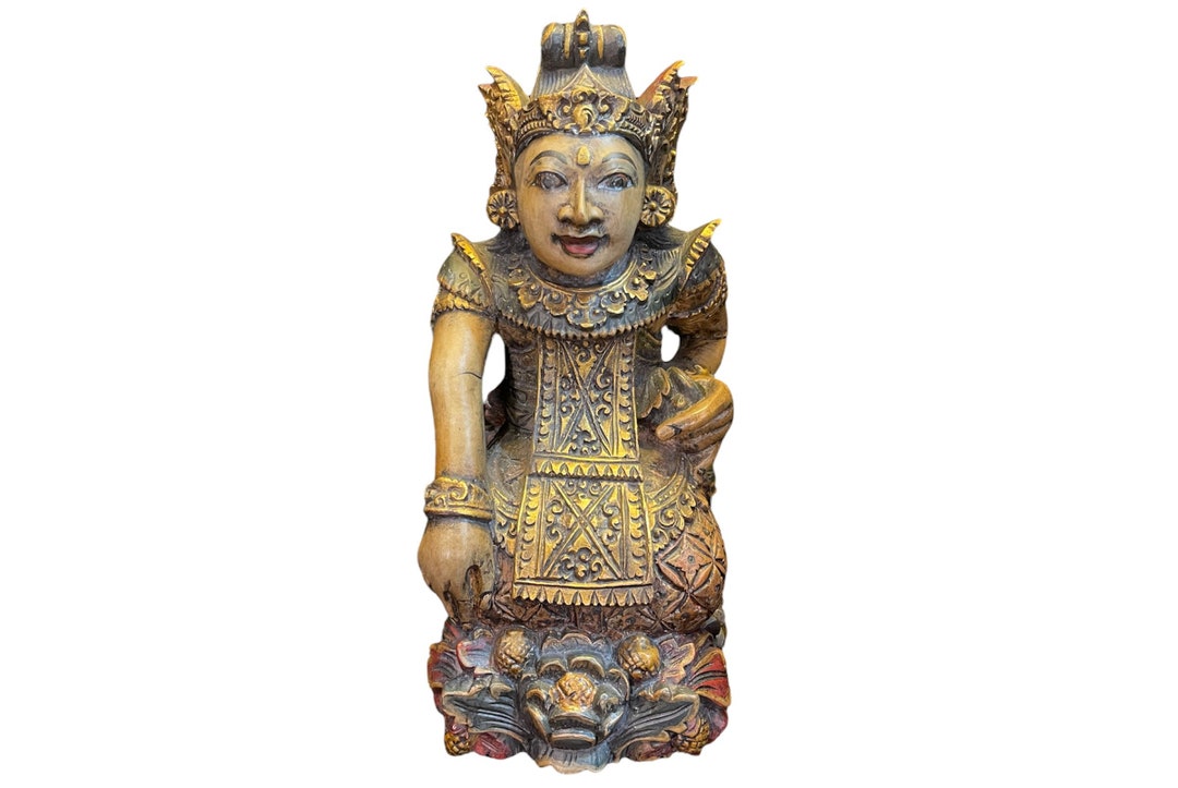 Goddess Sri Wooden Sculpture, Dewi Sri Wood Statue, Hindu Goddess ...