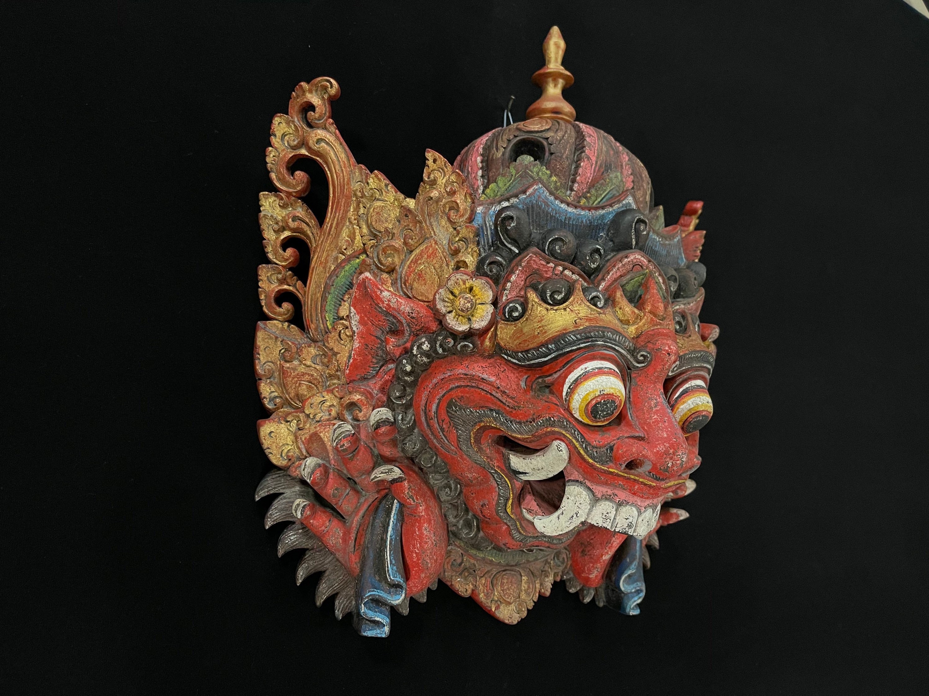 38CM Balinese Wood Mask Hand Carved Wood Bhoma Mask - Etsy