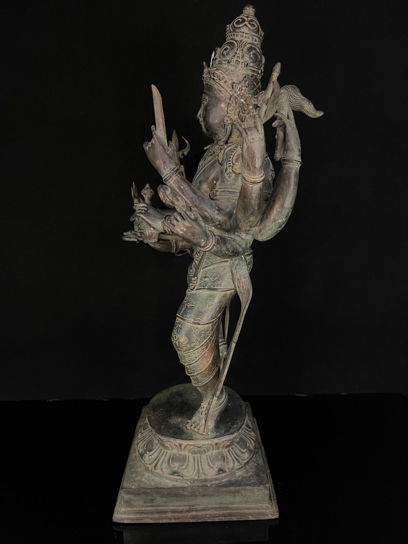 Vintage Bronze Vishnu Dancing Vishnu Sculpture Hindu God - Etsy