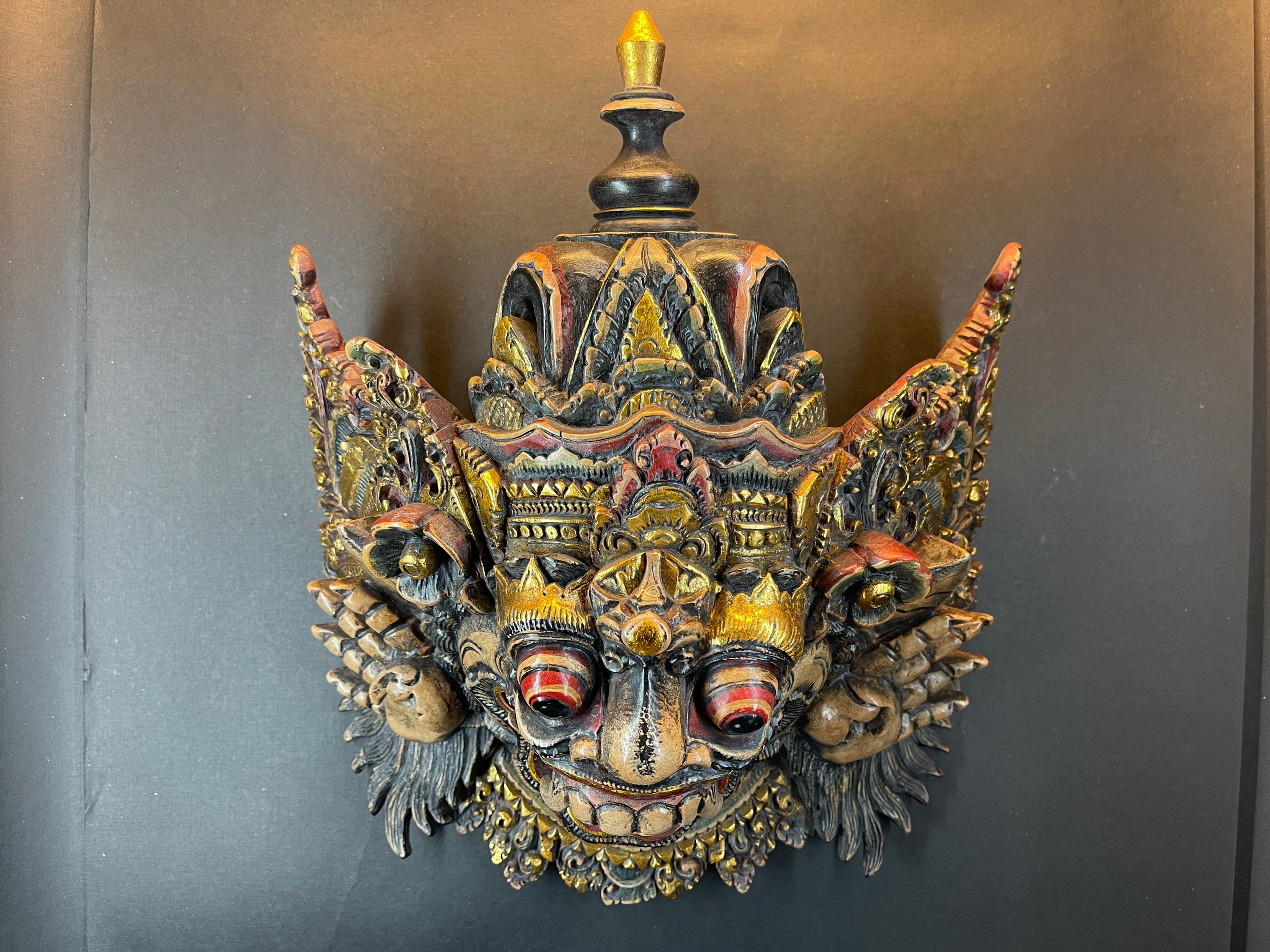37CM Balinese Bhoma Wooden Mask, Bali Barong Wood Mask, Hancrafted Wood ...