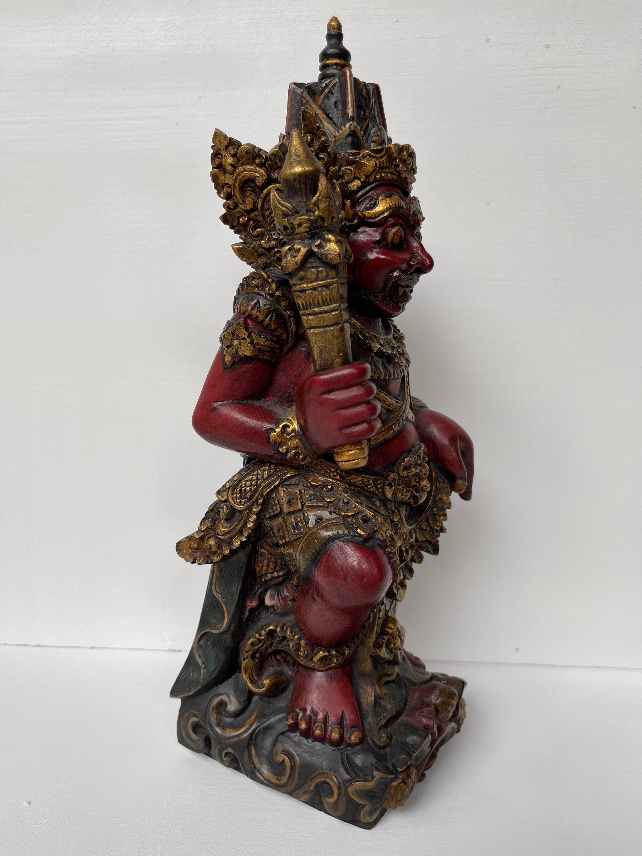 Rahwana Wooden Sculpture, Ravana Ramayana Figurines, Bali Hand Carving ...