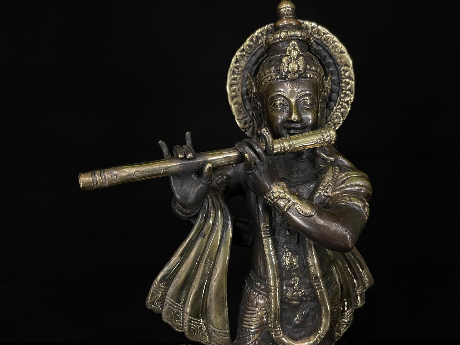 Bronze Lord Krishna With the Magic Flute Sculpture 16" | Krishna ...