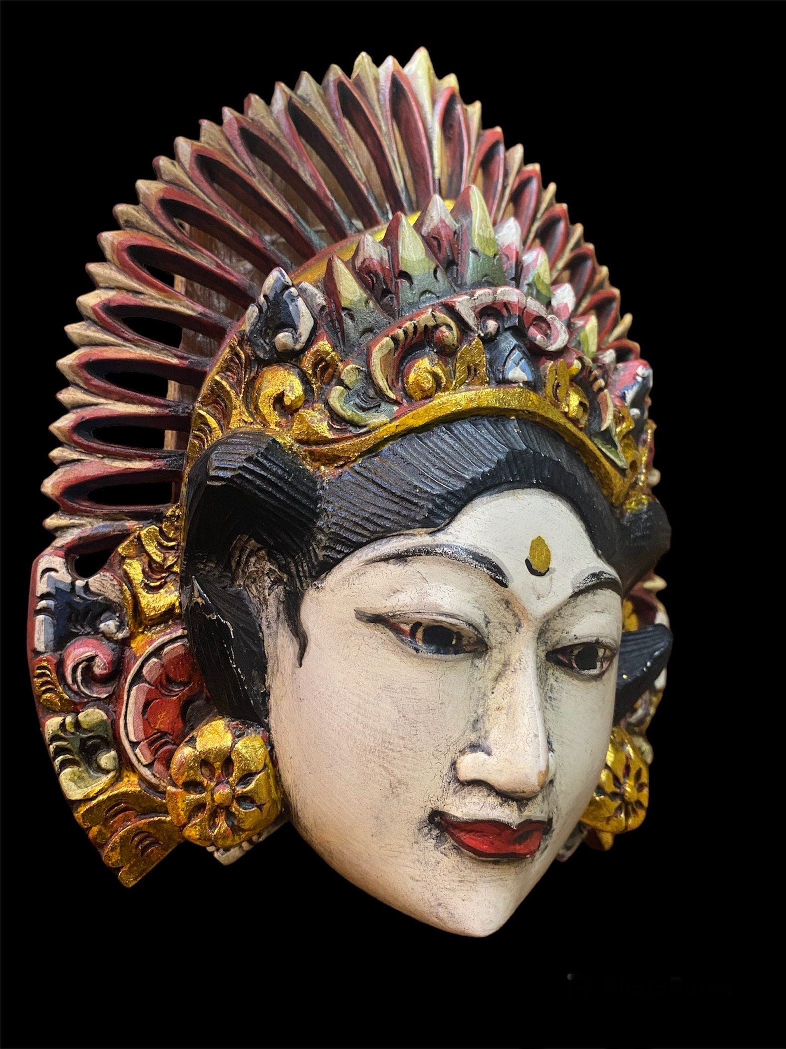 20CM Balinese Women Mask Antique Wall Mask Vintage Mask Hand Painted ...