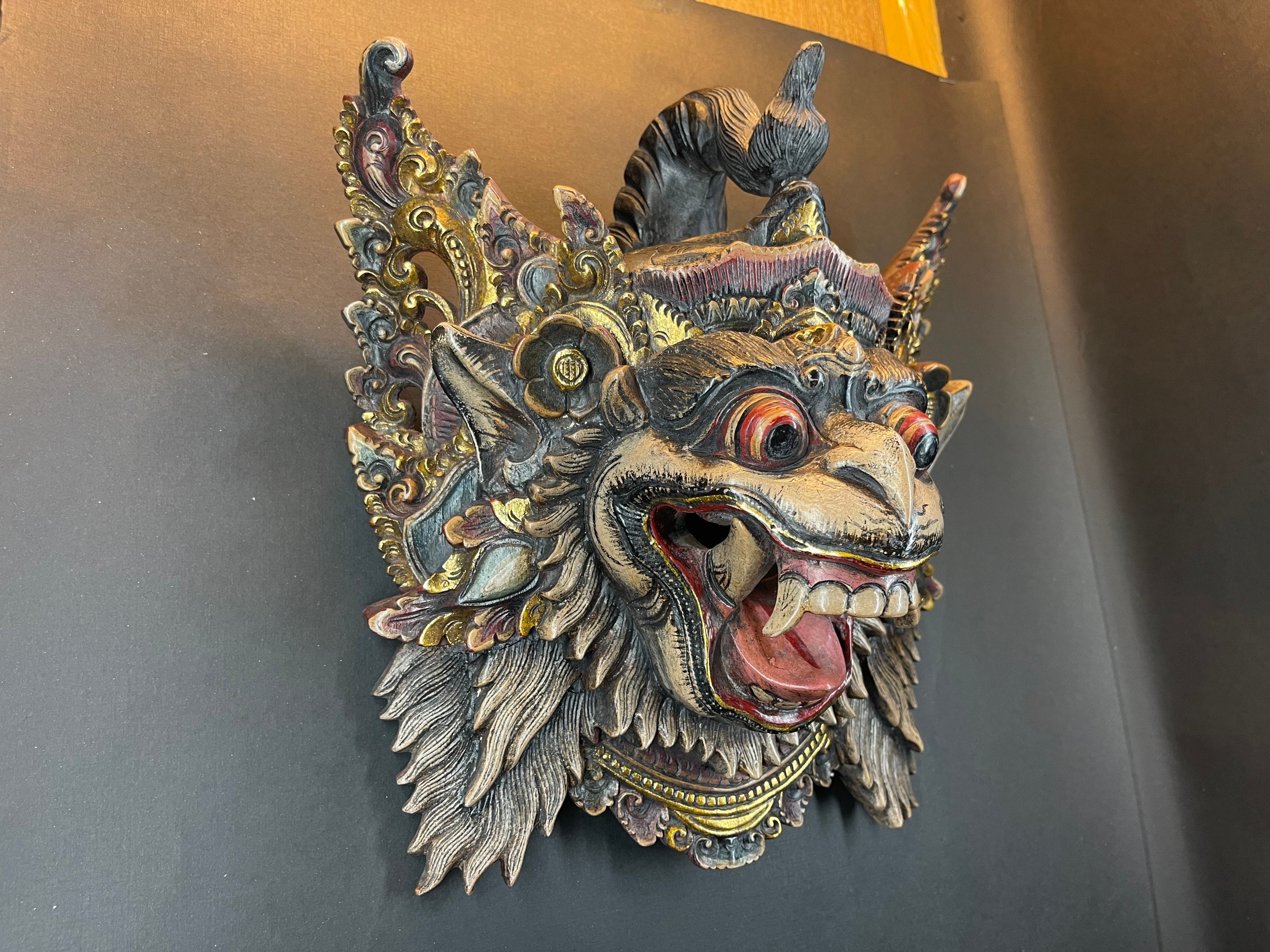 32CM Hanuman Wood Mask, Balinese Barong Mask, Wood Sculpture, Hand ...