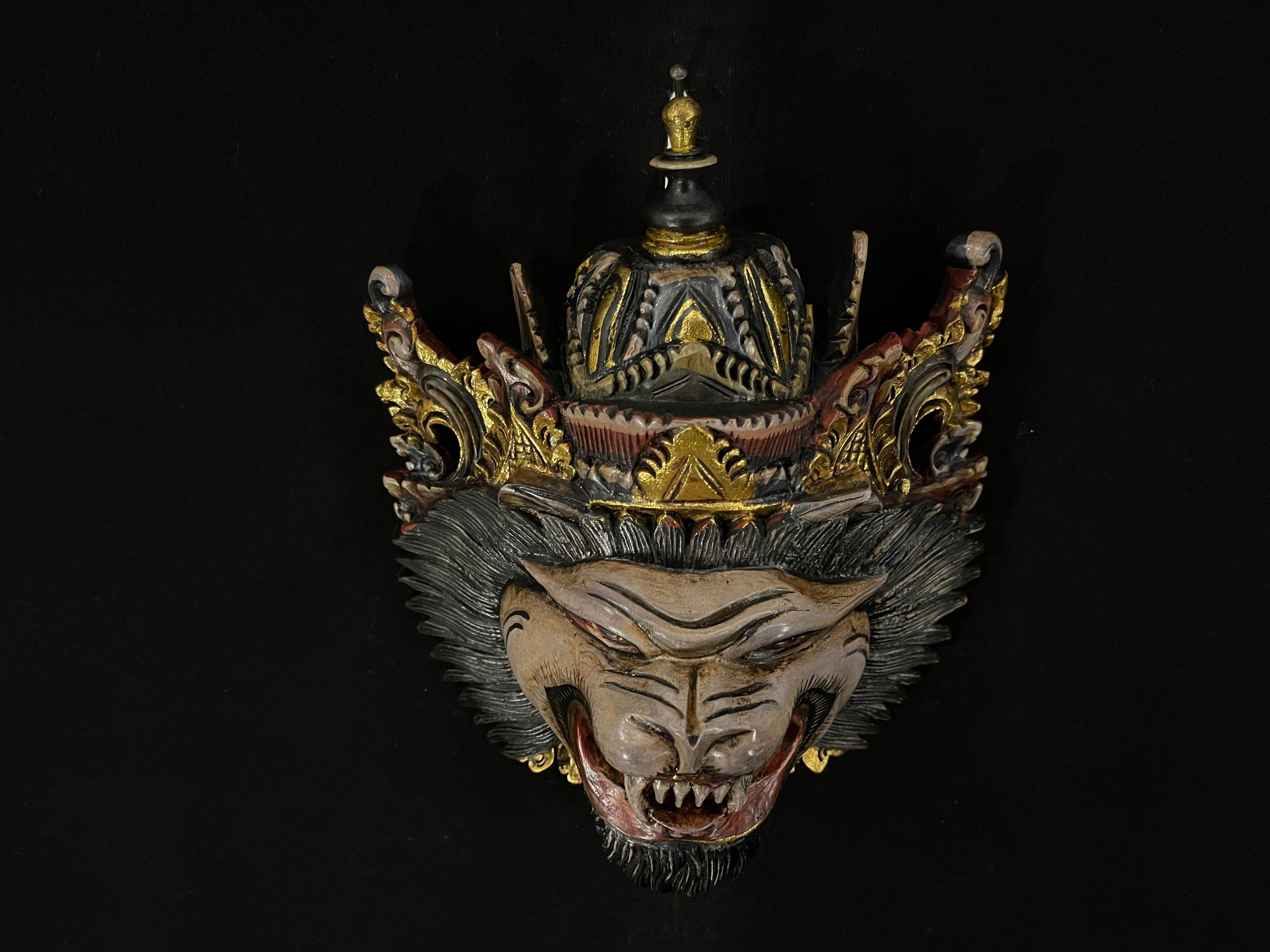 22CM Balinese Barong Macan Wood Mask Tiger Wooden Mask Vintage Mask ...