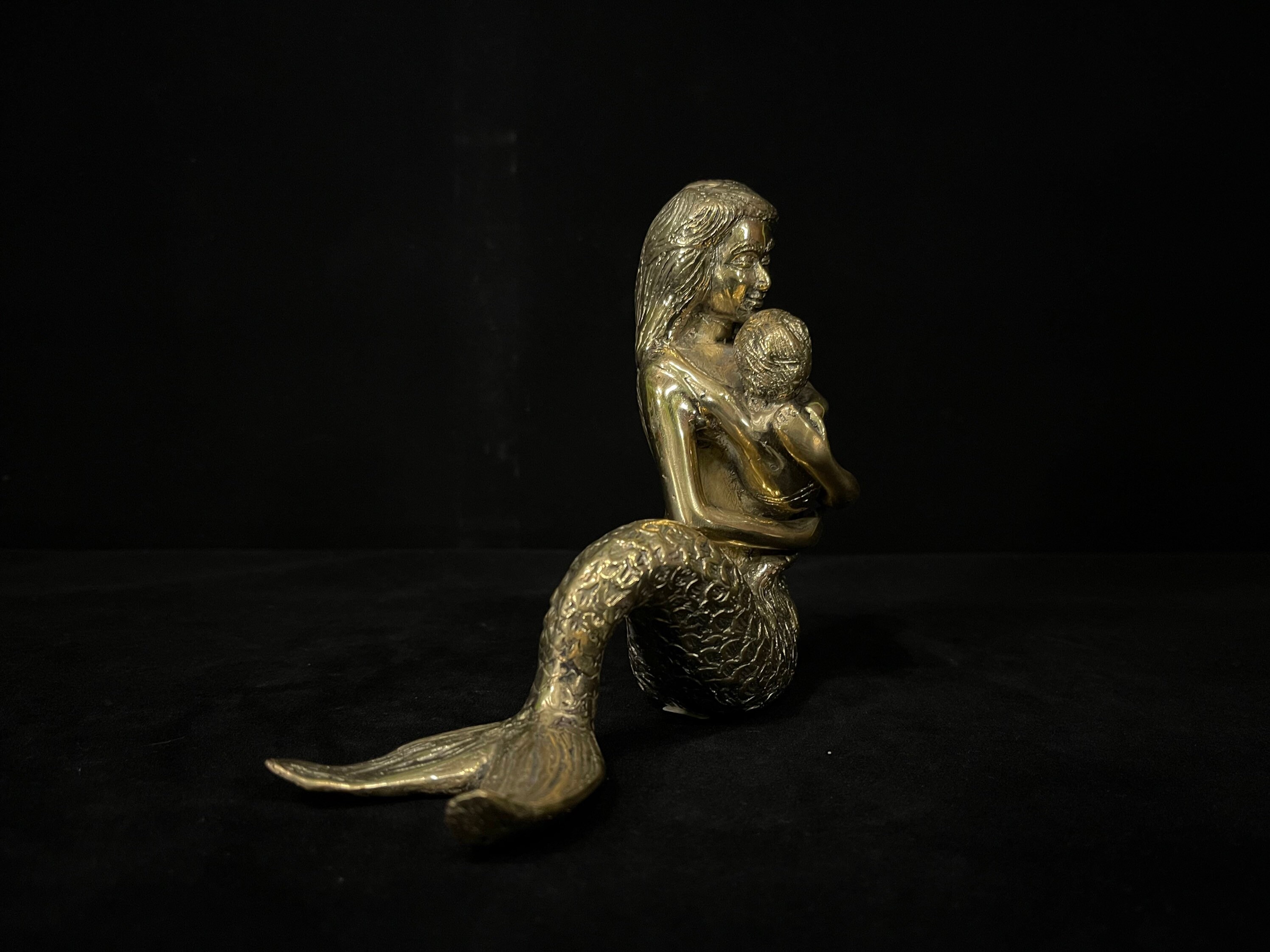 Motherhood Mermaid Carrying Her Baby Bronze Sculpture, Mermaid and ...