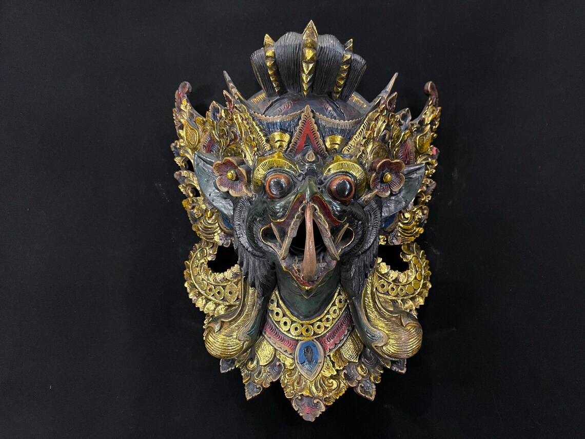 36CM Garuda Wooden Mask | Balinese Eagle Mask | Exclusive Vintage Eagle ...