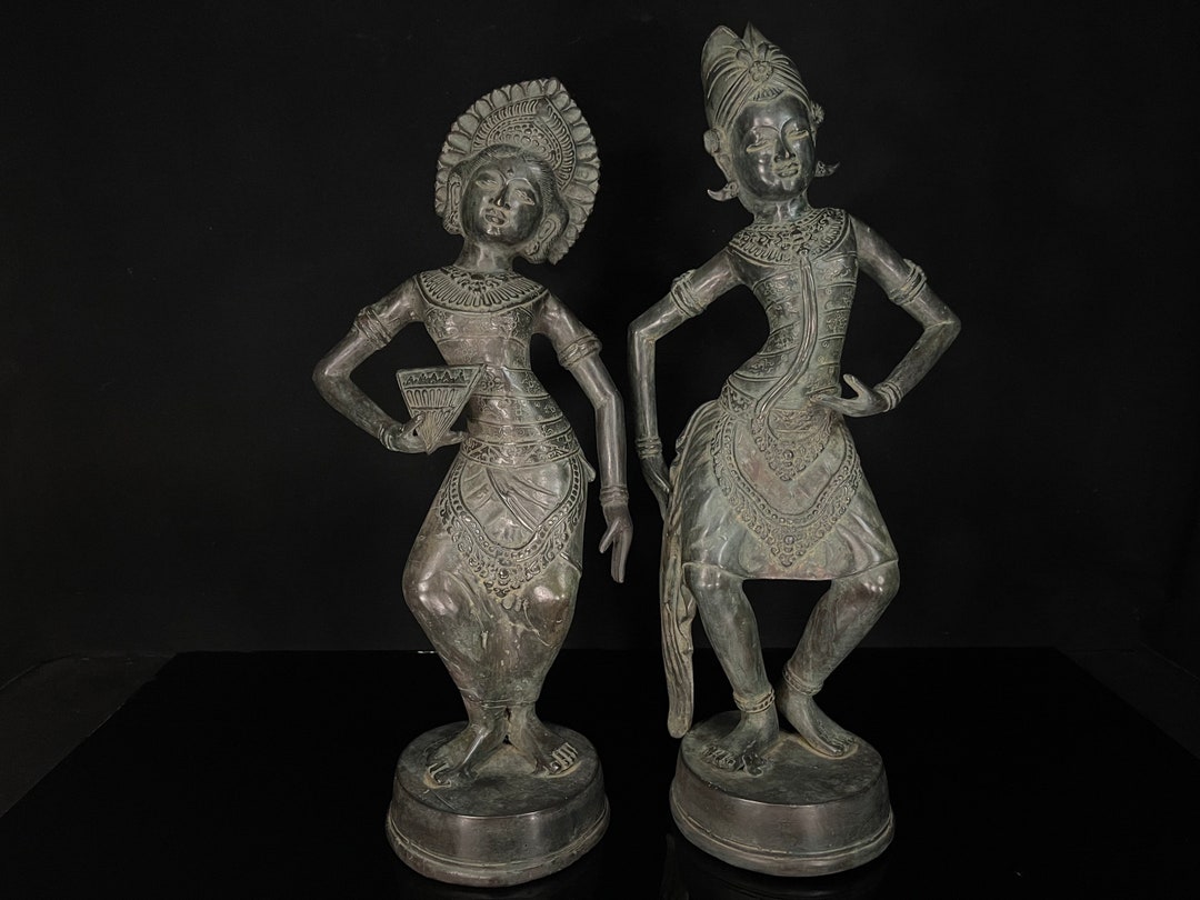 Bronze Balinese Dancer Couple 46CM, Kecak Janger Dancer Statue ...