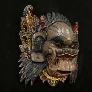 23CM Balinese Celuluk Wood Mask, Calonarang Wood Mask, Vintage Hand ...