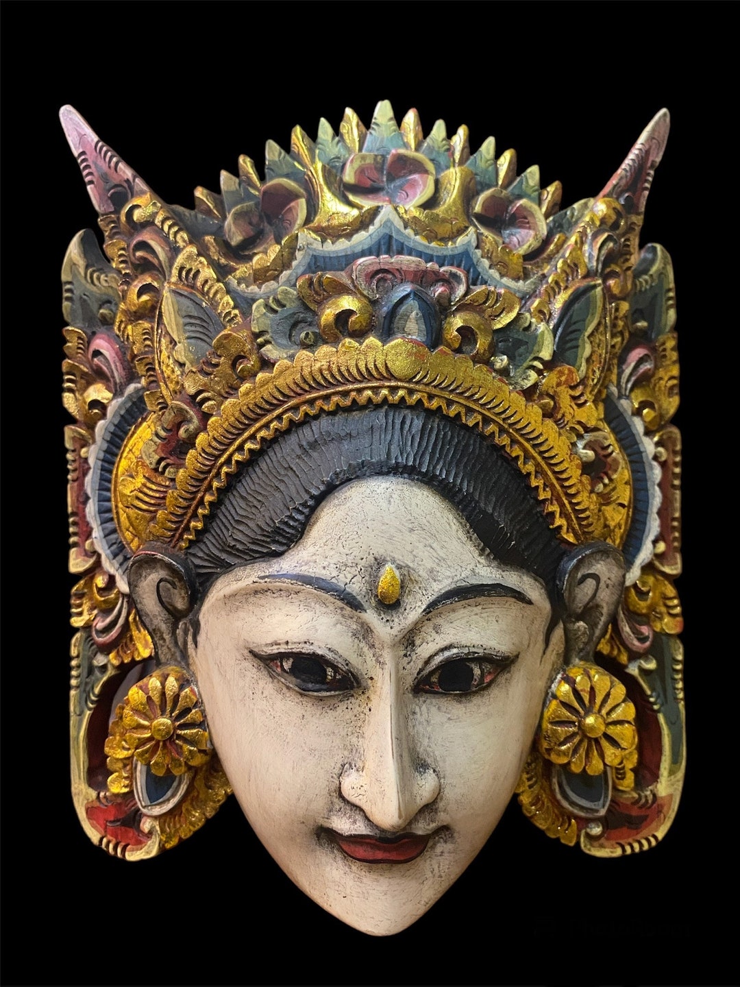 22CM Balinese Women Mask | Antique Wall Mask | Vintage Mask | Hand ...