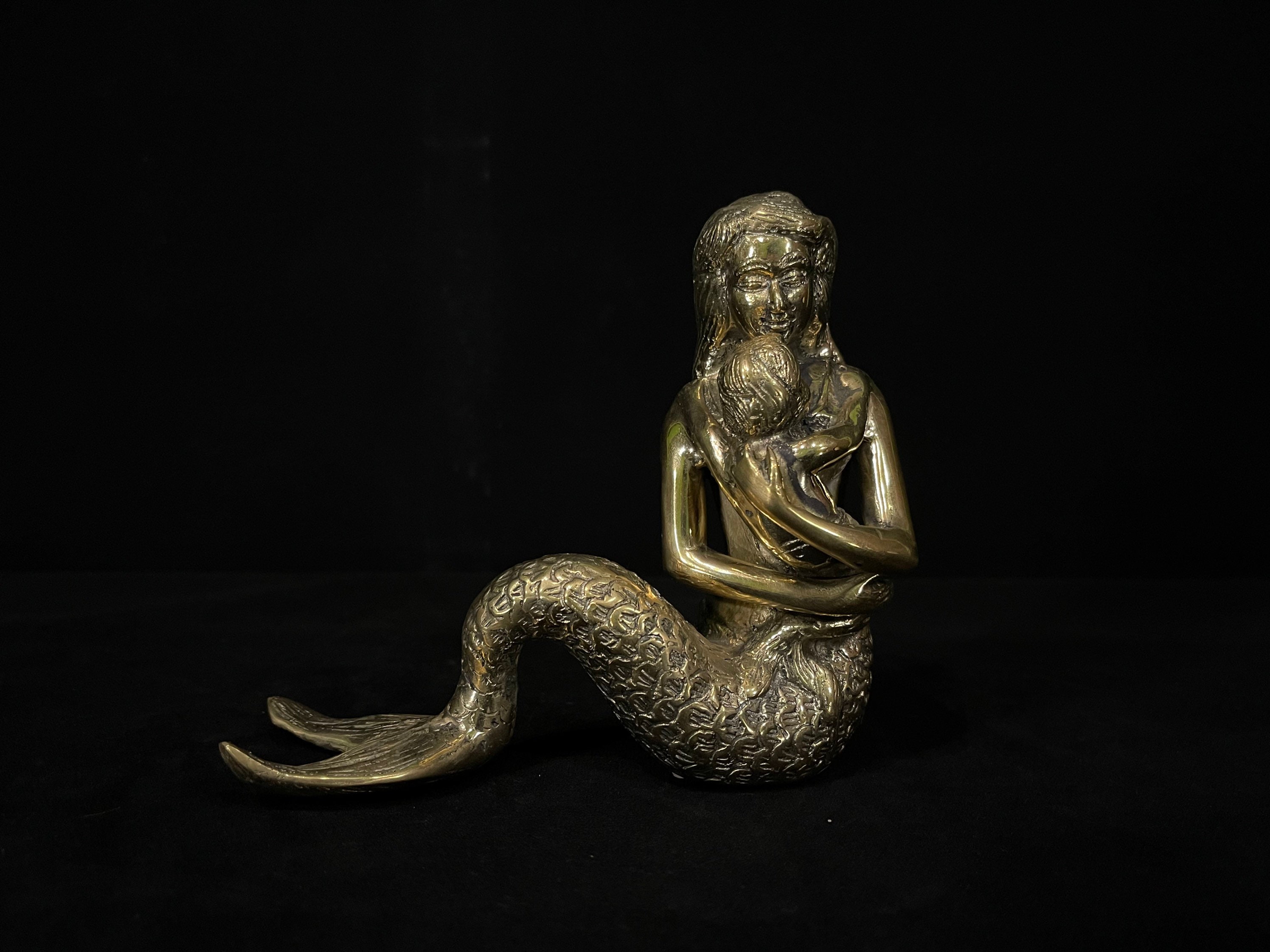 Motherhood Mermaid Carrying Her Baby Bronze Sculpture, Mermaid and ...