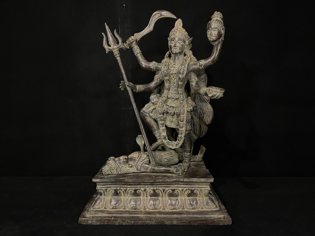 Hindu Goddess Kali Standing on Lord Shiva Bronze Sculpture, Mahadev ...