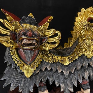 18CM Balinese Barong Ket Wood Statue, Mini Barong Sculpture, Hand ...