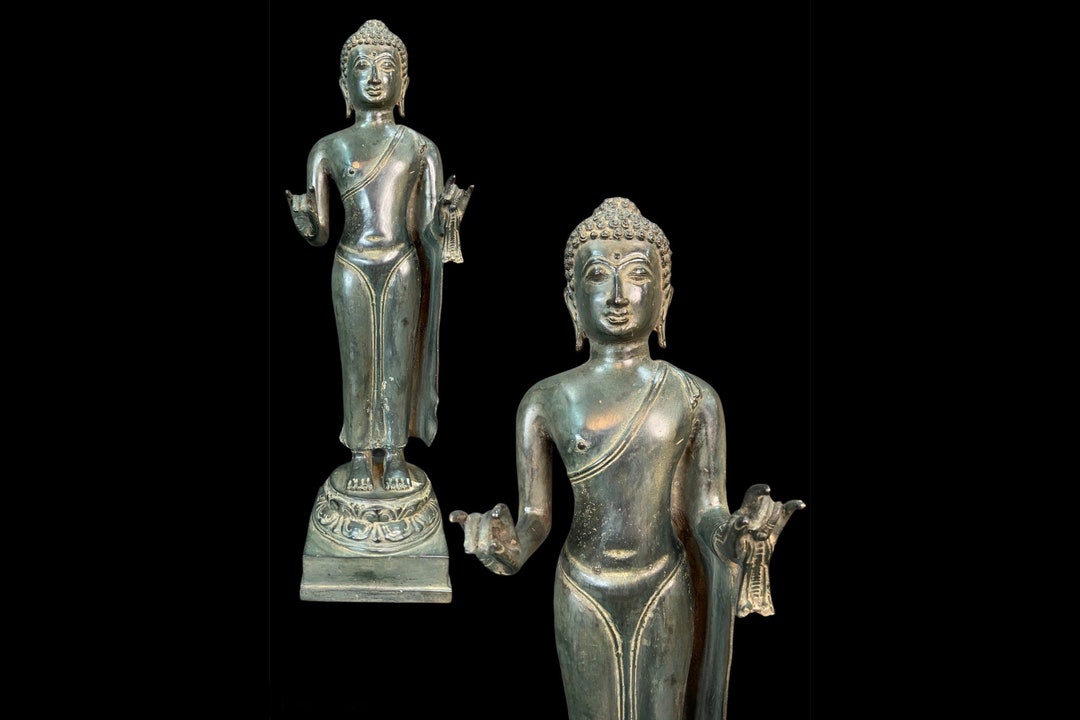Bronze Gupta Buddha Sculpture, 16.5"standing Buddha , Gupta Style in ...