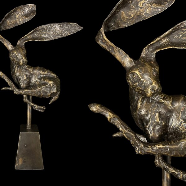 Large Bronze Rabbit Statue - Etsy