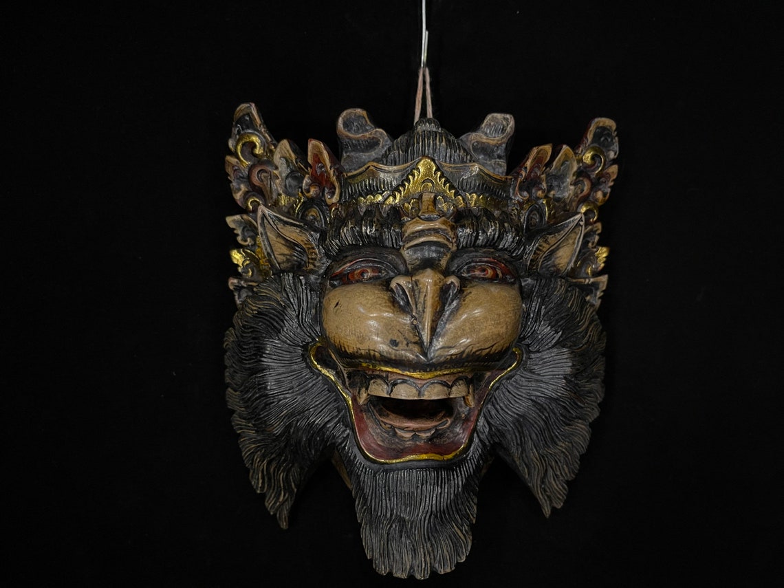Hanuman Wooden Mask Monkey God Figurines Balinese Barong | Etsy