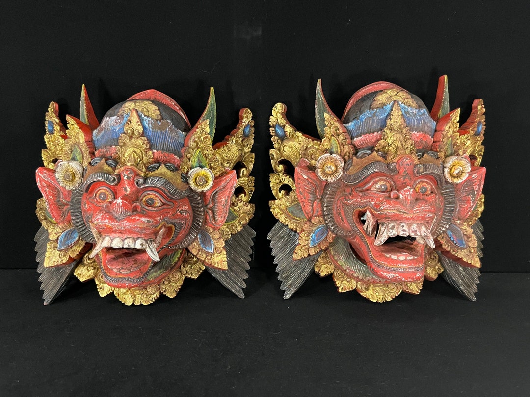 23CM Balinese Sugriwa Subali Wooden Mask, Exclusive Hand Carved Hand ...